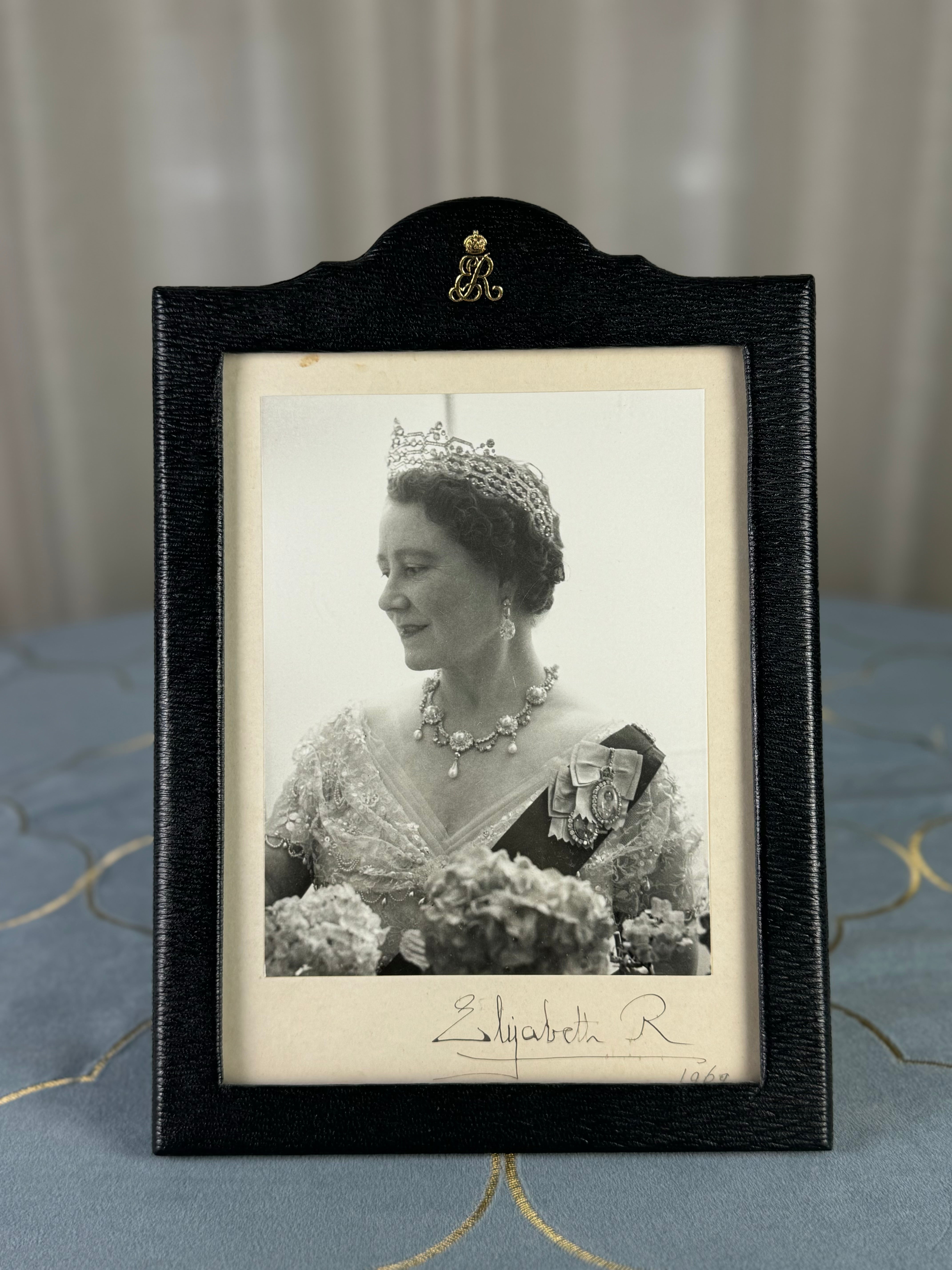Signed Photo of Queen Mother Elizabeth, Queen Mum, 1962 – ANTIQUE GOWN