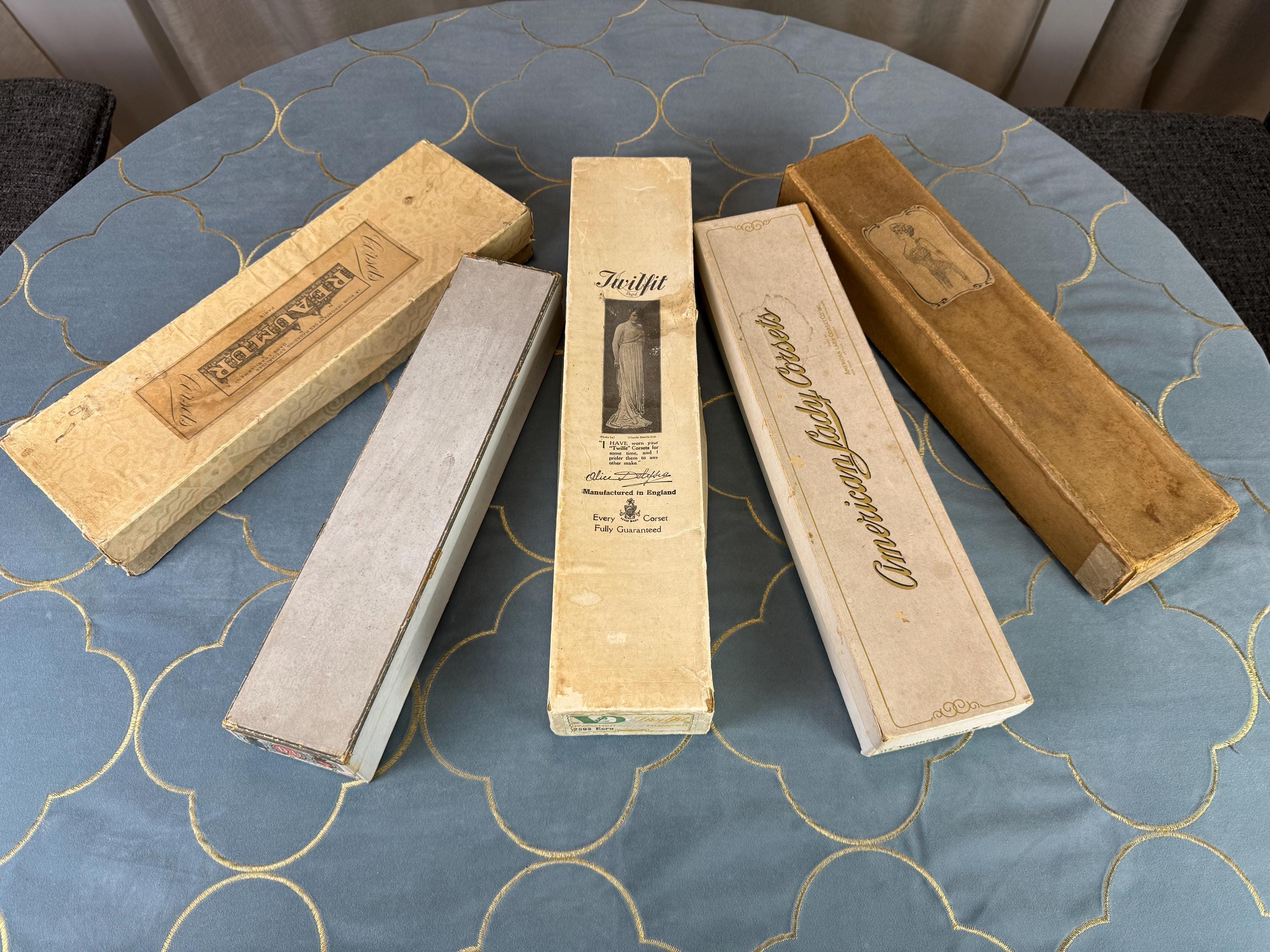 Five empty Corset Boxes, ca. 1890-1915 – ANTIQUE GOWN