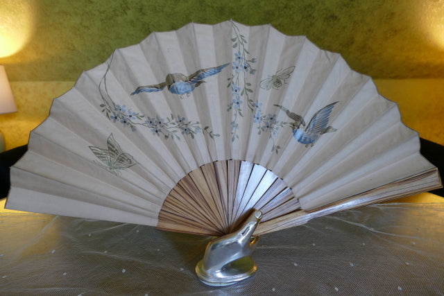 Folding Fan, Bird Motive, ca. 1910 – ANTIQUE GOWN
